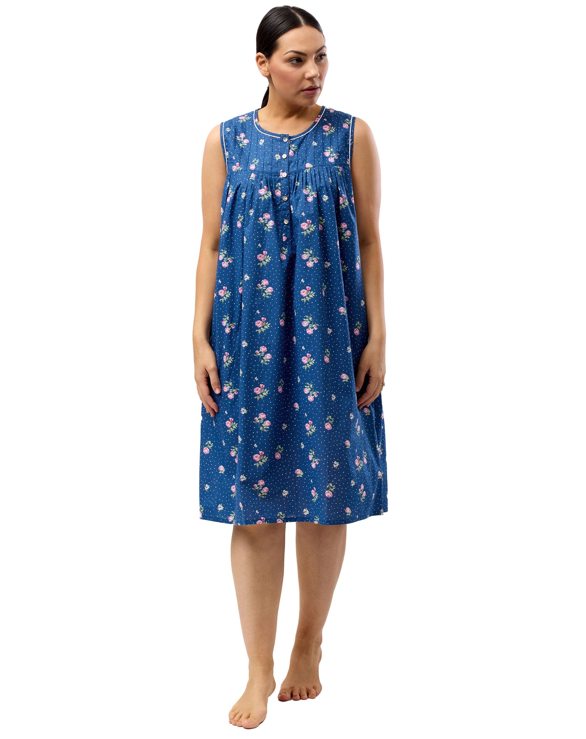 Floral Spot Sleeveless Nightie | Cotton Sleepwear | Schrank